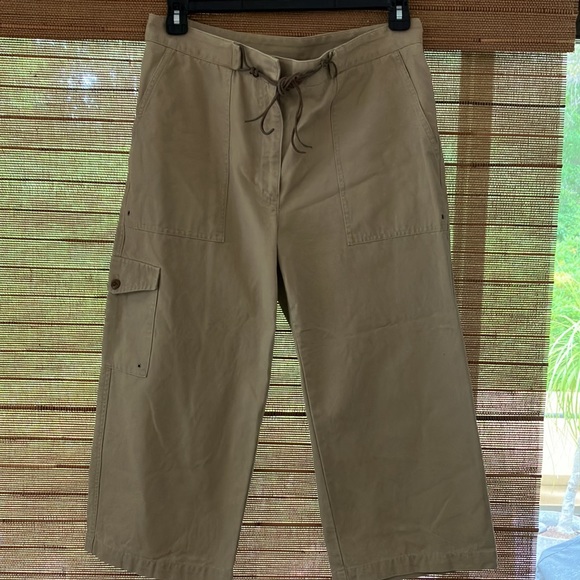 Lauren Ralph Lauren | Pants & Jumpsuits | Lauren Ralph Lauren Khaki Leather Tiebelt Capris ...